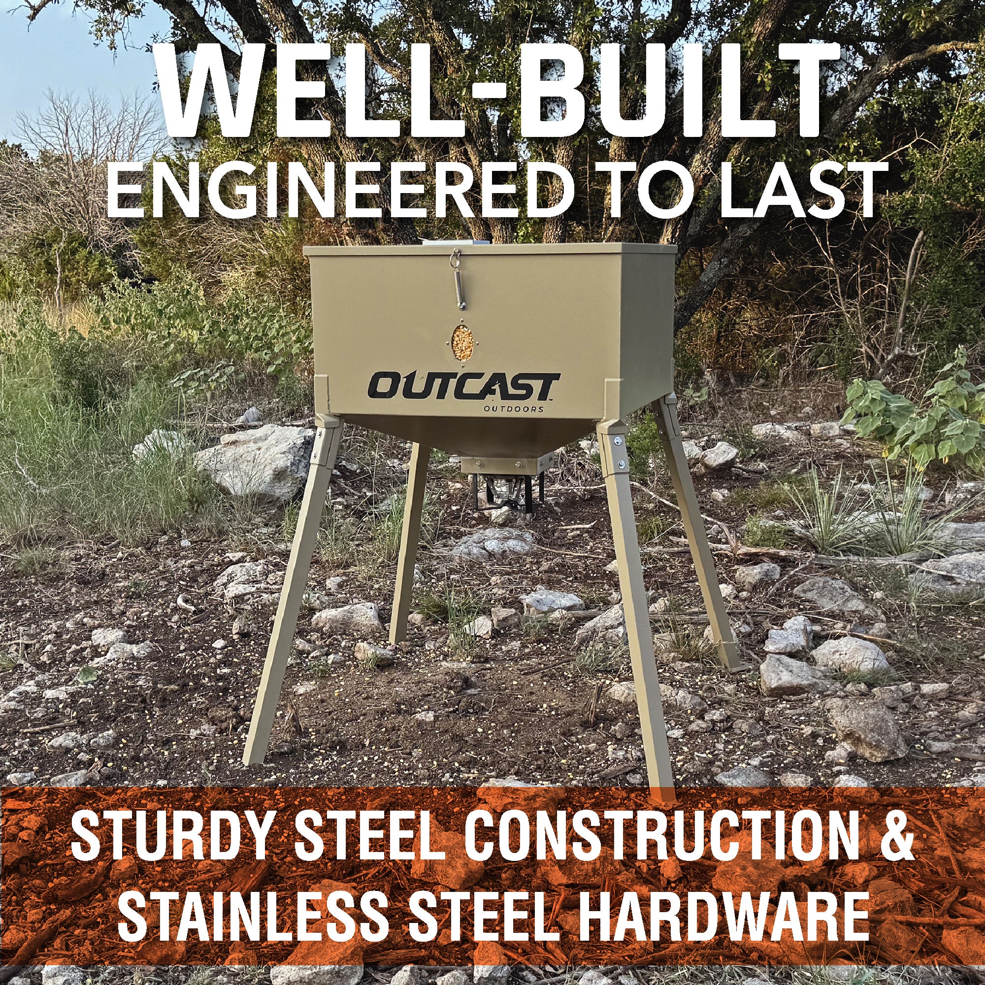 Outcast 350 lb. Corn Feeder – Fair Game Group